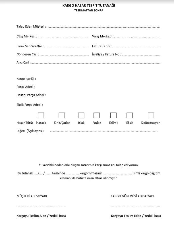 Kargo Hasar Tespit Tutanağı Nasıl Tutulur